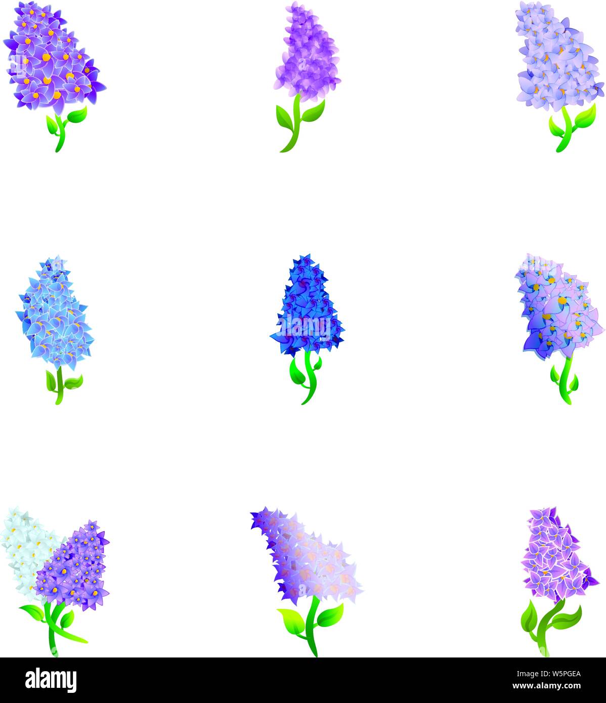 Lilac icon set. Cartoon set of 9 lilac vector icons for web design ...