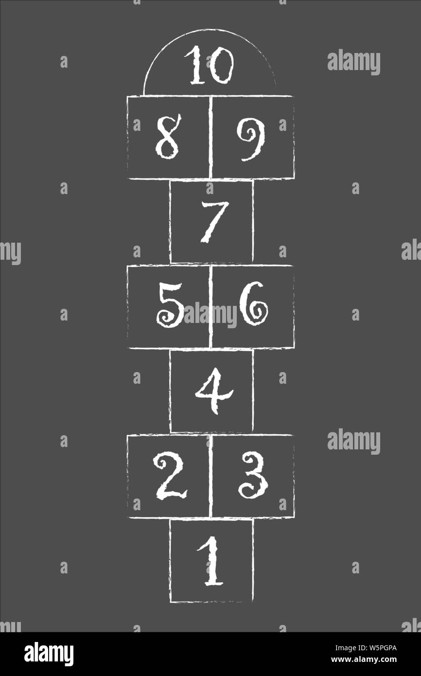 Children street game. playground with numbers. illustration with ...