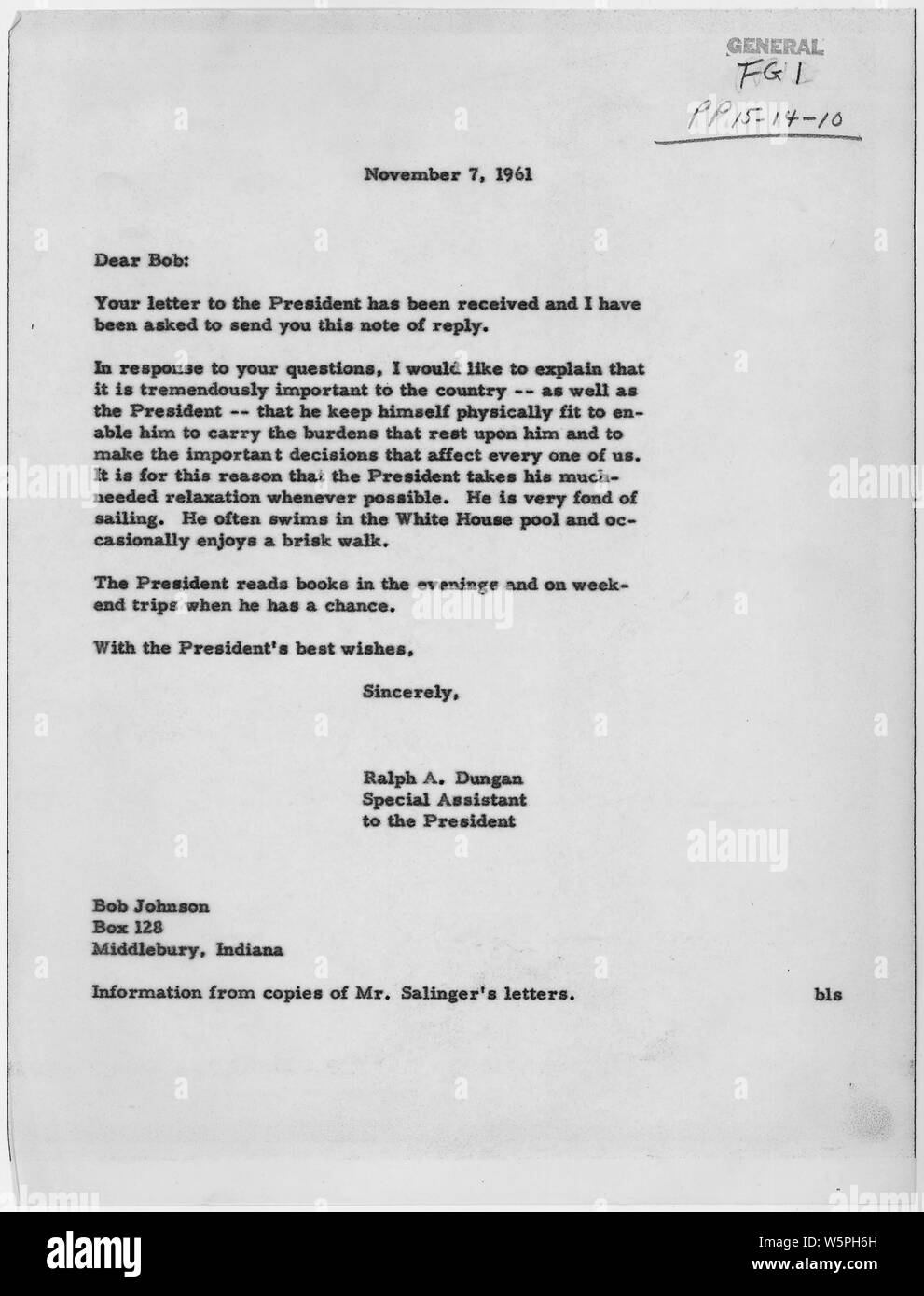 John F. Kennedy and Sailing; Scope and content: Letter on the physical ...