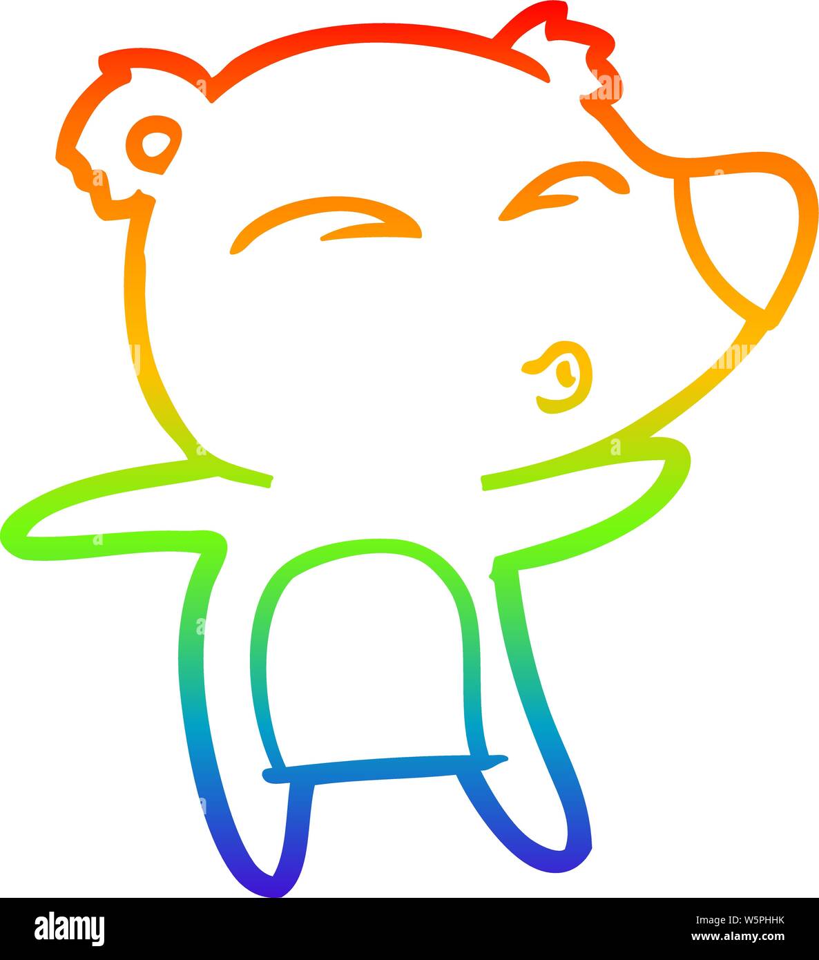 rainbow gradient line drawing of a cartoon whistling bear Stock Vector ...