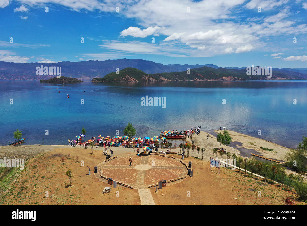 Landscape of the Lugu Lake or "Mirror of the Sky" in Lijiang city ...