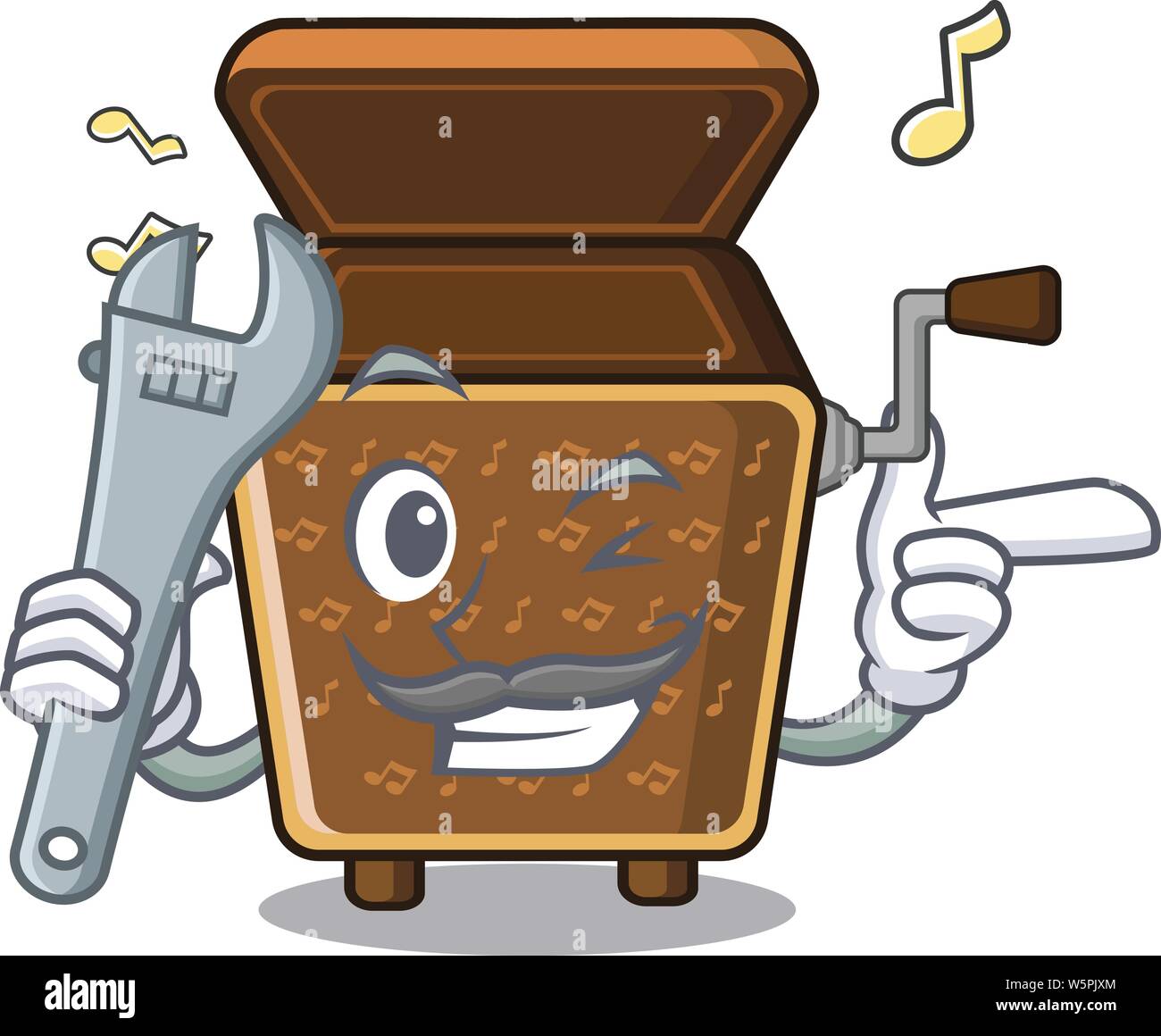 Mechanic toy music box the mascot table vector illustration Stock ...