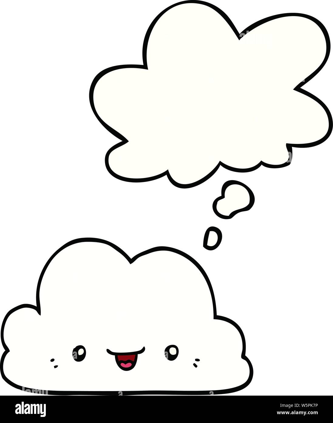 cute cartoon cloud with thought bubble Stock Vector Image & Art - Alamy