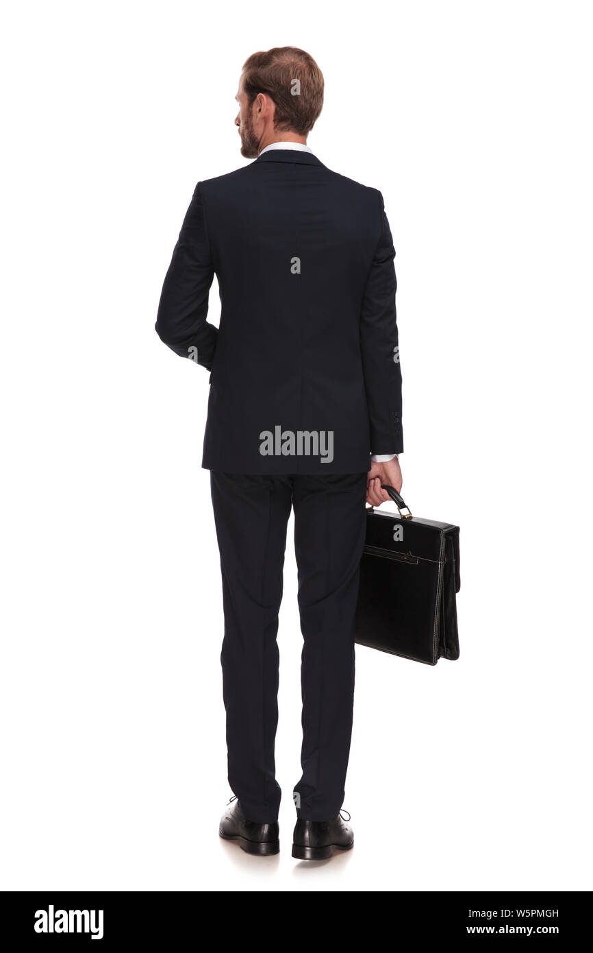 back view of young blonde businessman waiting for job interview while ...