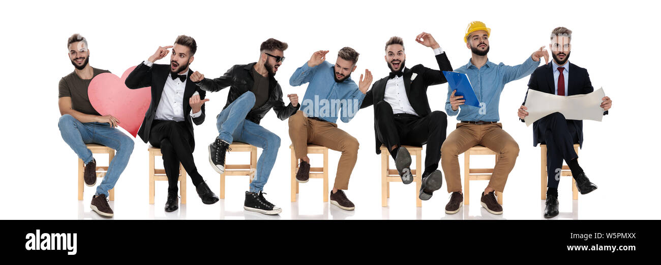 same casual person in different job interview waiting situations, funny ...