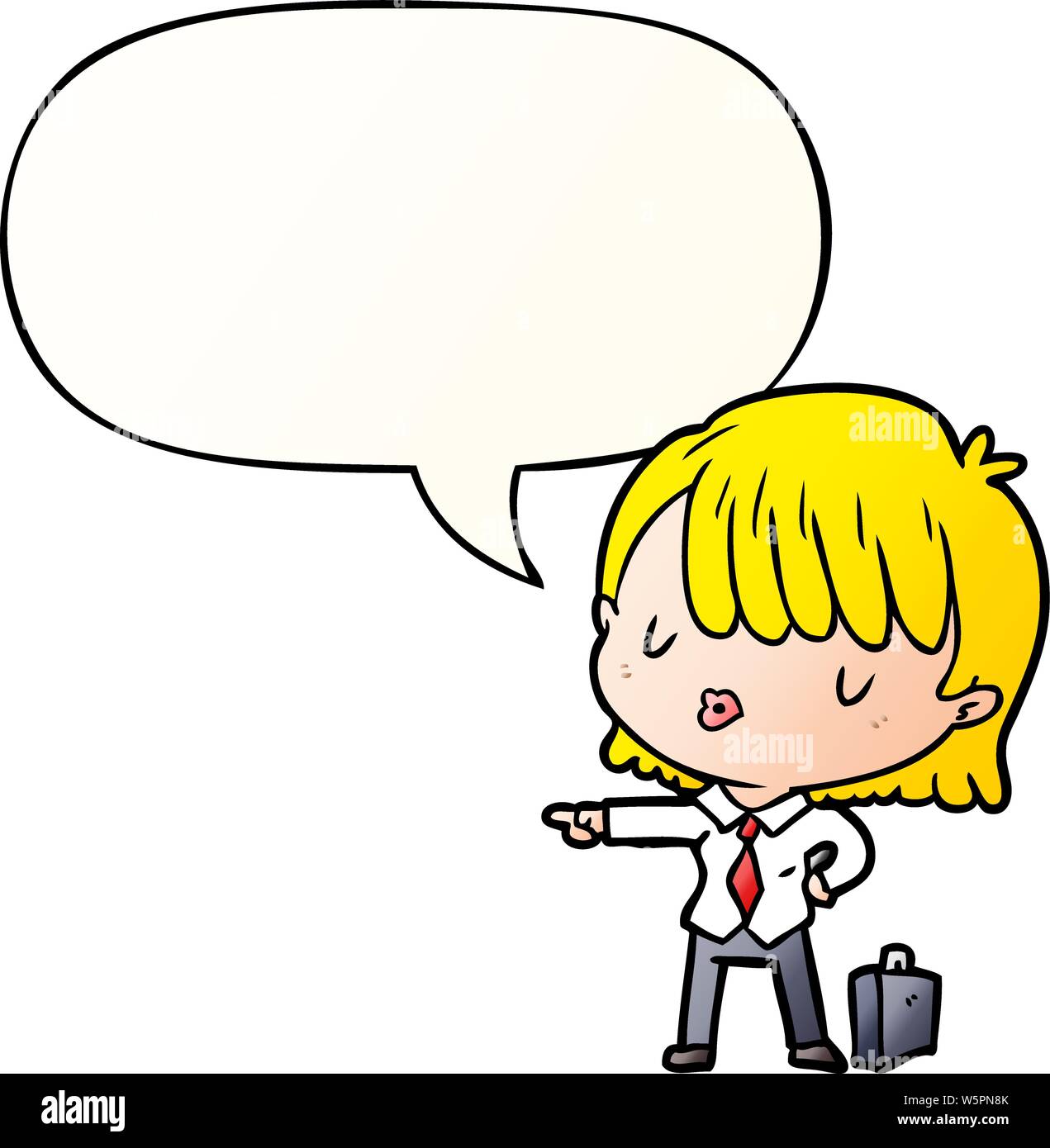 cartoon efficient businesswoman giving orders with speech bubble in ...