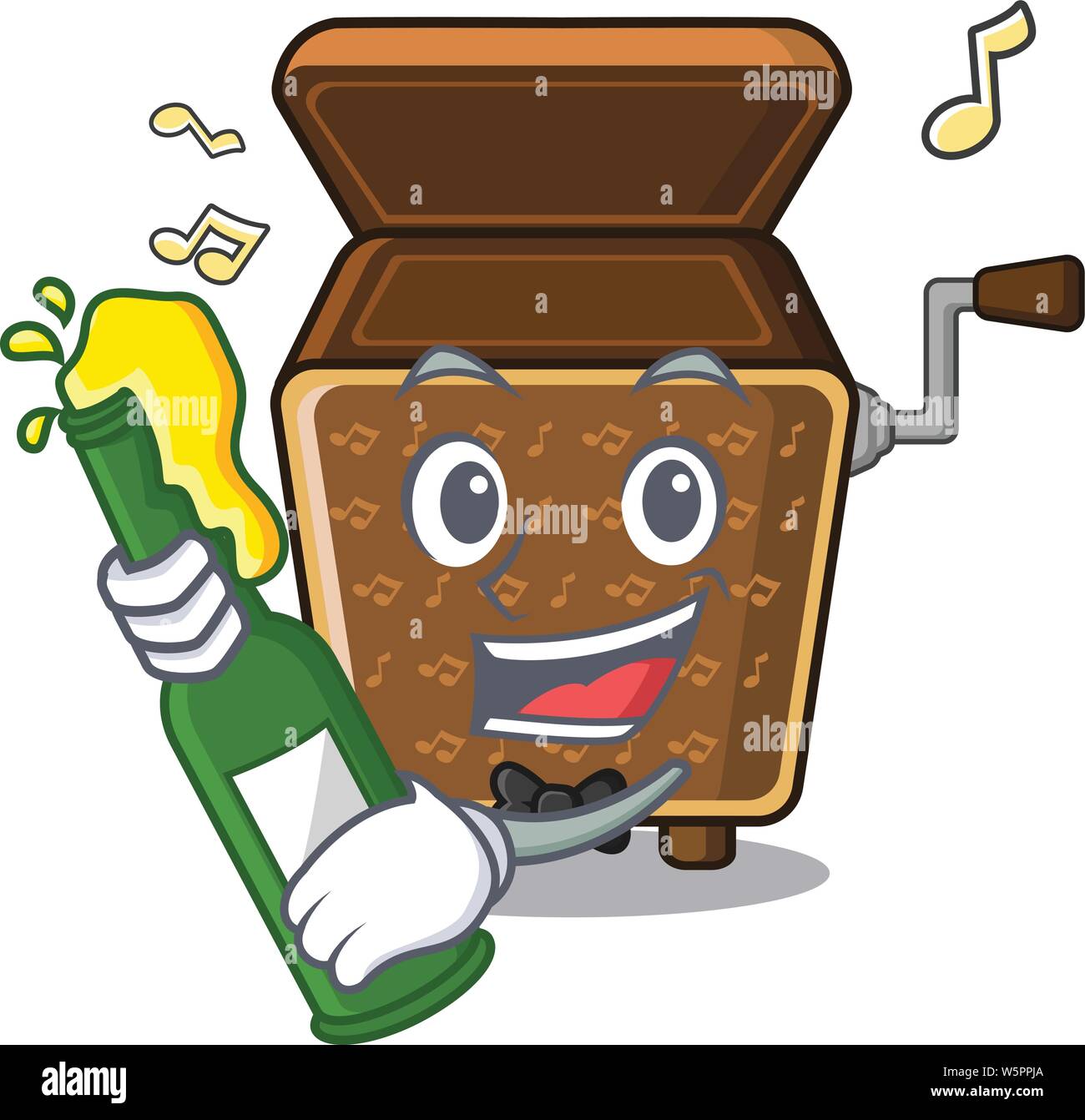 With beer toy music box the mascot table vector illustration Stock ...