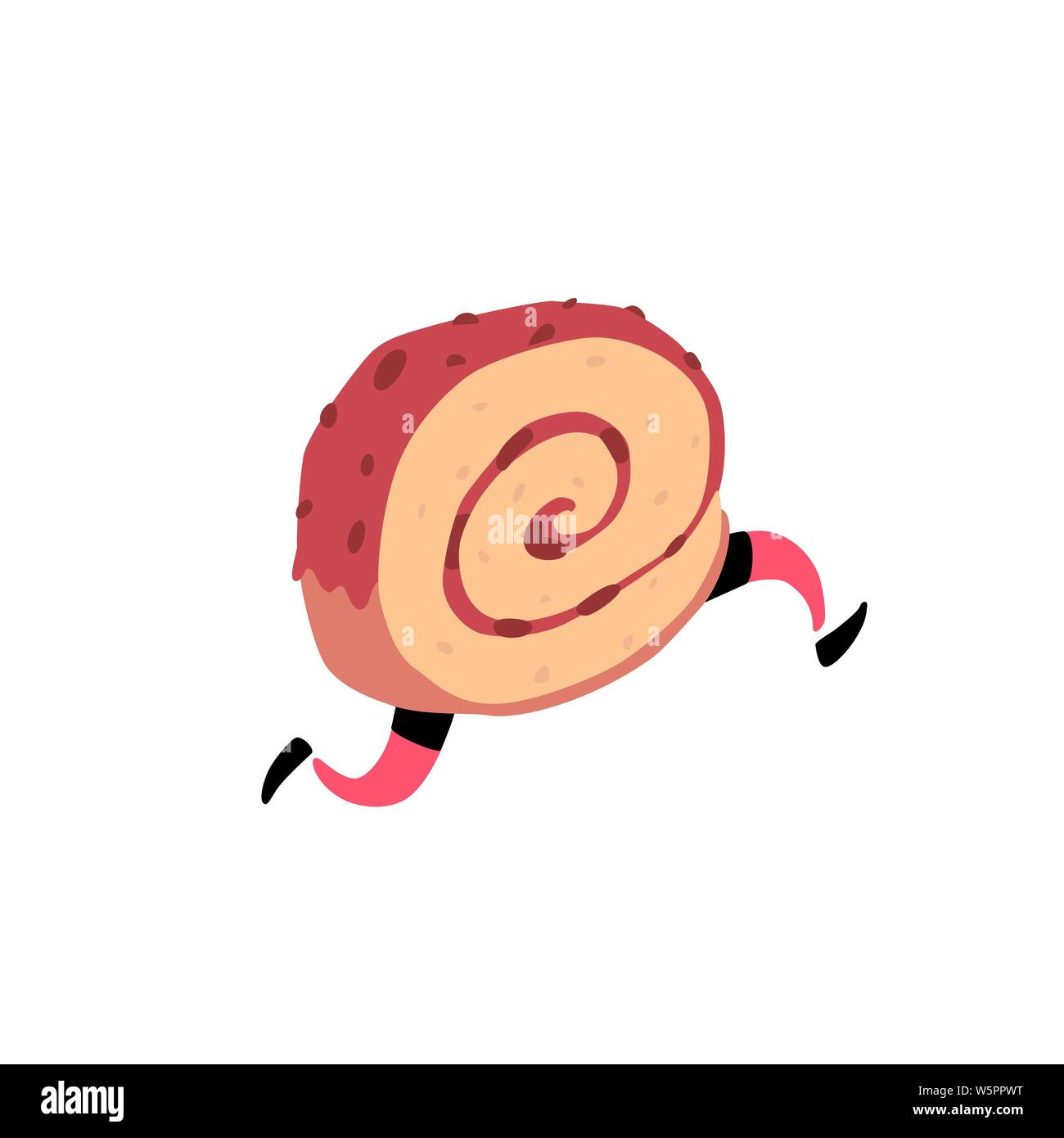 Illustration of a running roll. Vector. Sweet character with legs. Icon ...