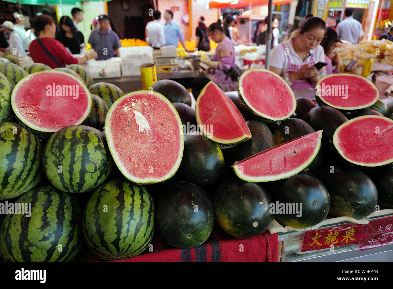 --FILE--The watermelons are for sale at a wholesale market in Kunming ...