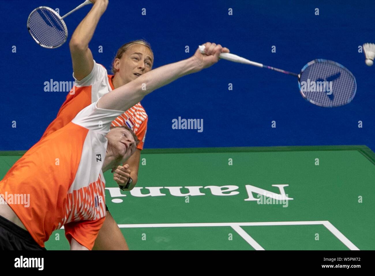 Robin Tabeling and Selena Piek of Netherlands return a shot to Ronan ... Robin Tabeling and Selena Piek of Netherlands return a shot to Ronan ...