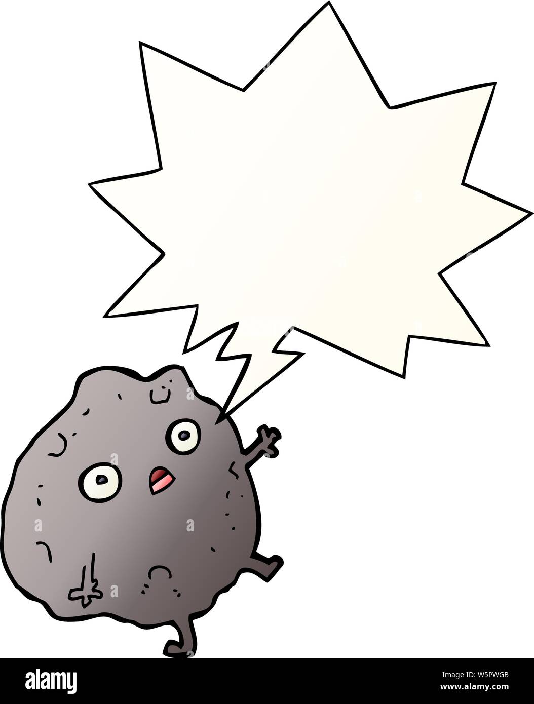 cartoon rock falling with speech bubble in smooth gradient style Stock ...