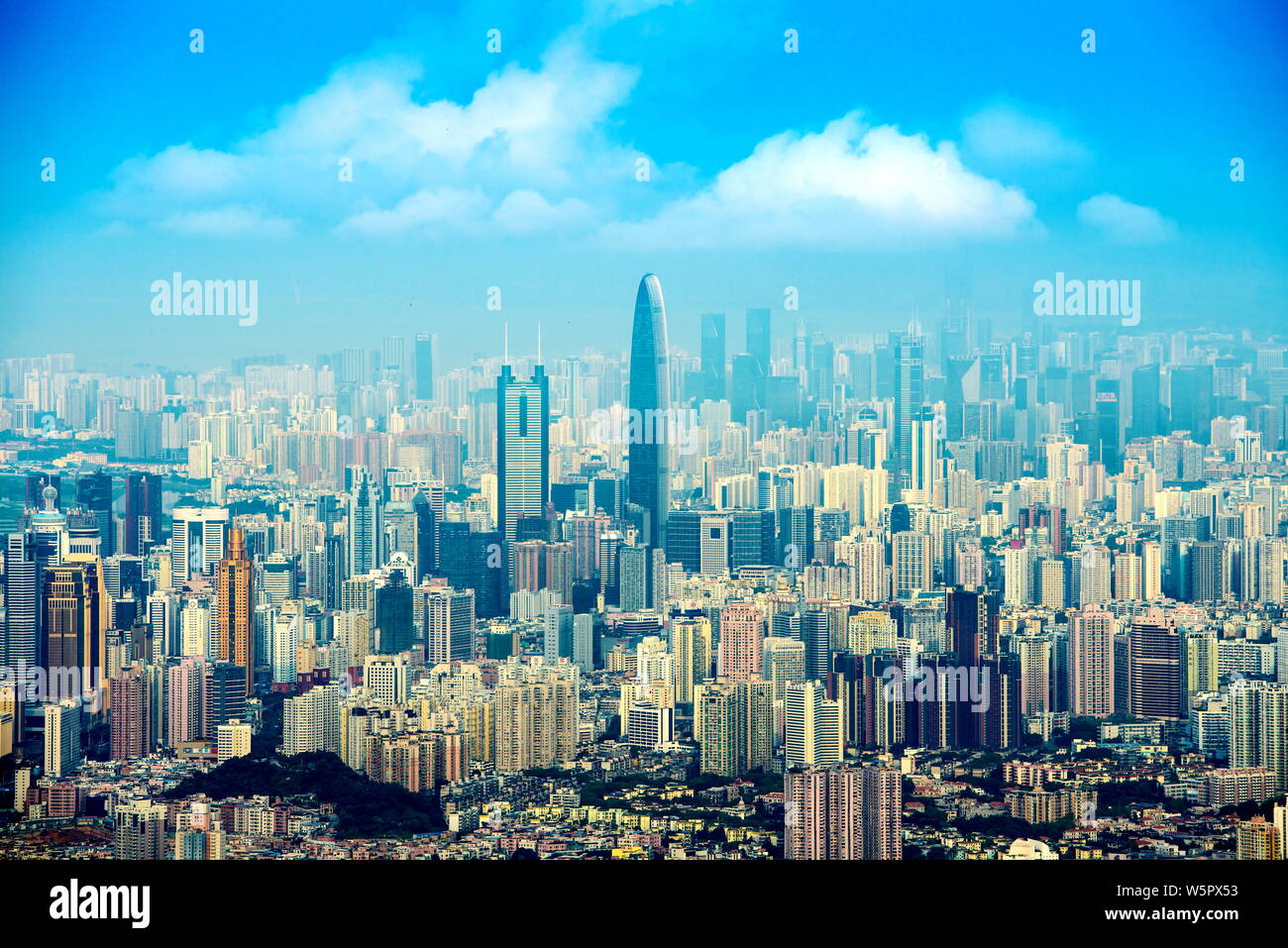 --FILE--Cityscape of skyscrapers and high-rise buildings in Shenzhen ...