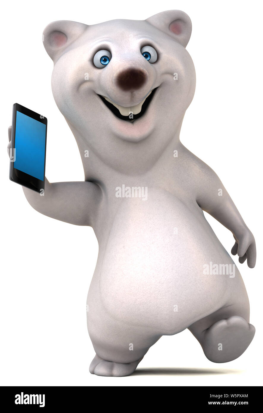 Fun bear with a phone - 3D Illustration Stock Photo - Alamy
