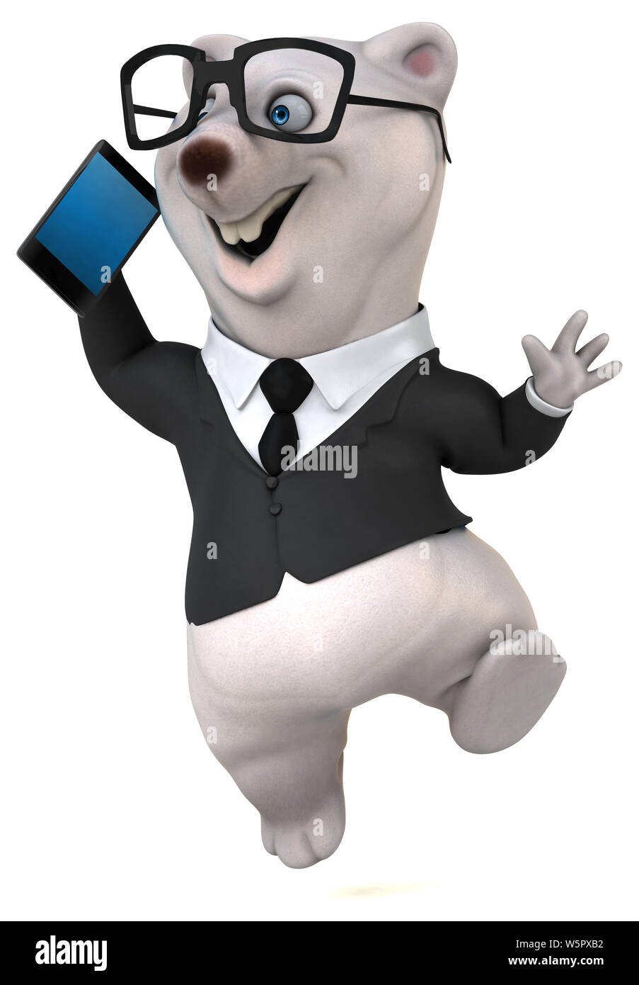Fun bear with a phone - 3D Illustration Stock Photo - Alamy
