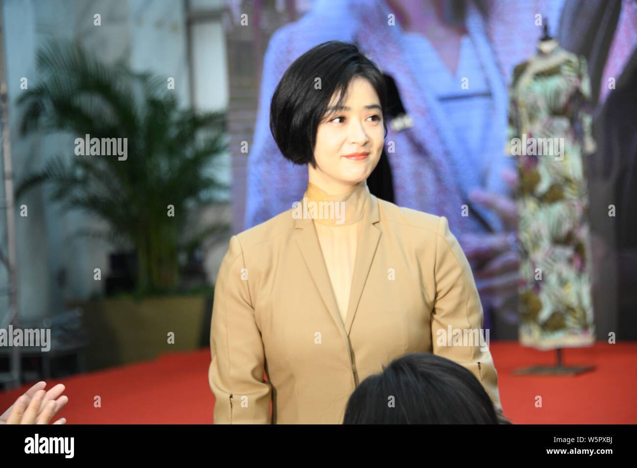 Chinese actress Rulu Jiang or Jiang Xin attends a press conference for ...