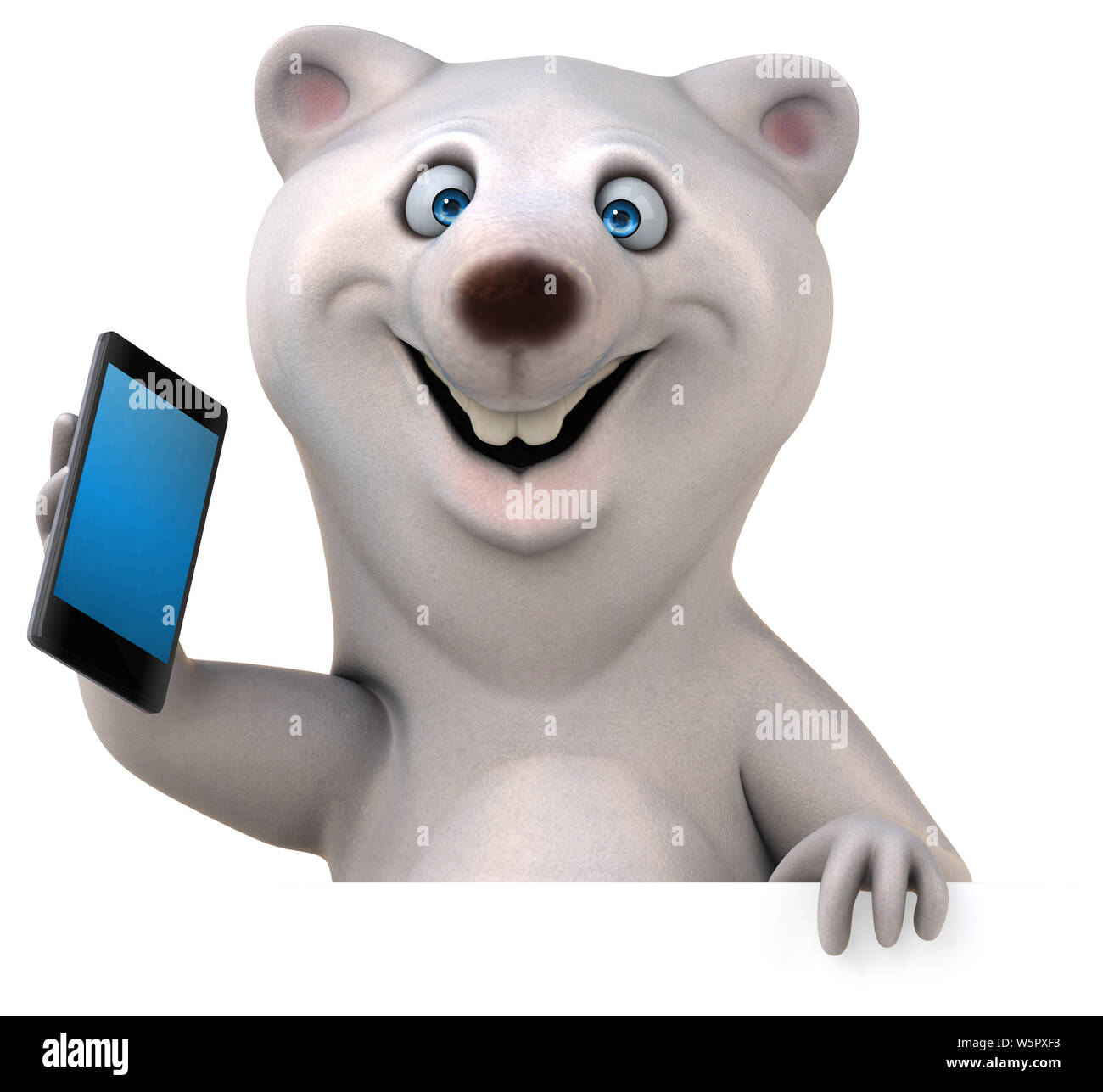Fun bear with a phone - 3D Illustration Stock Photo - Alamy