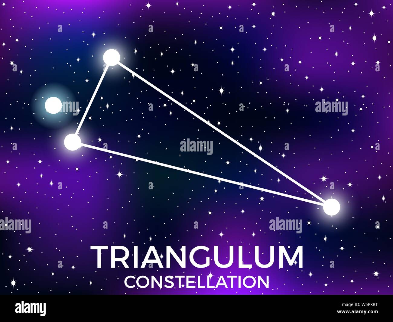 Triangulum constellation. Starry night sky. Zodiac sign. Cluster of ...