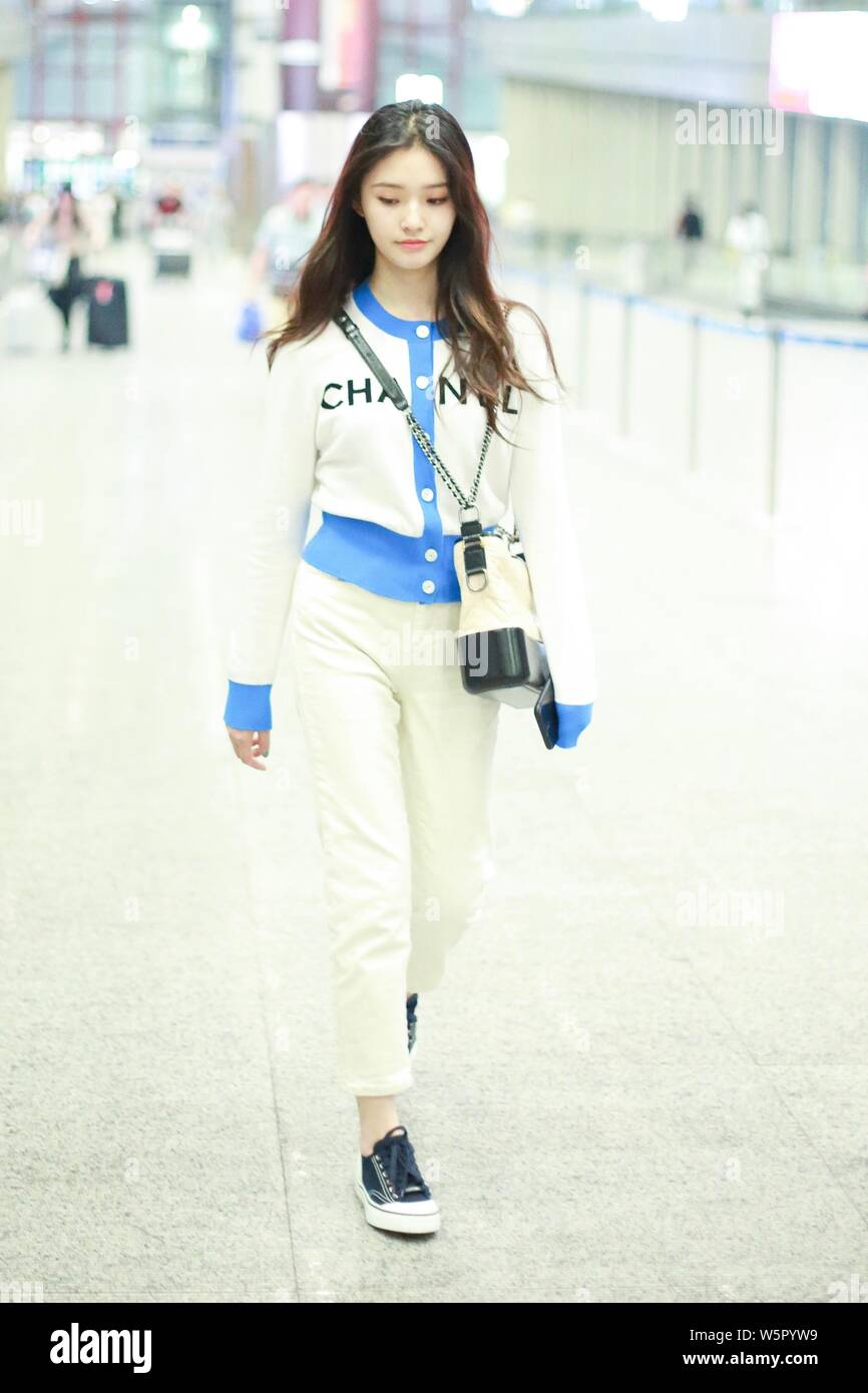 Chinese actress Jelly Lin or Lin Yun arrives at the Beijing Capital ...