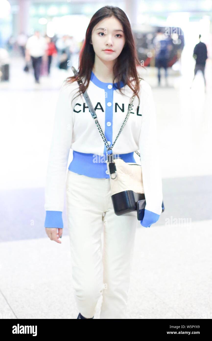 Chinese actress Jelly Lin or Lin Yun arrives at the Beijing Capital ...