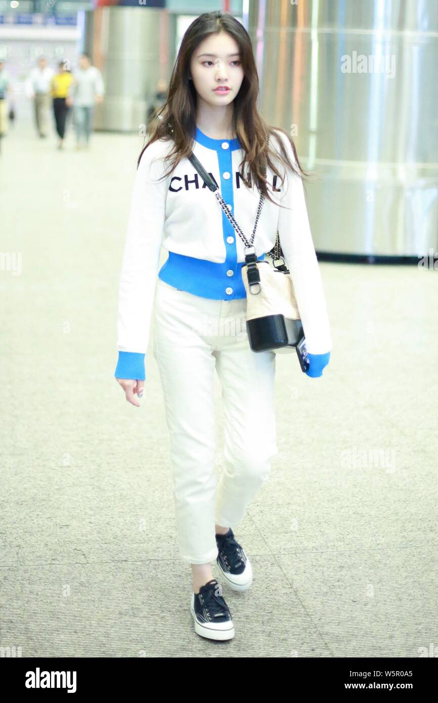 Chinese actress Jelly Lin or Lin Yun arrives at the Beijing Capital ...