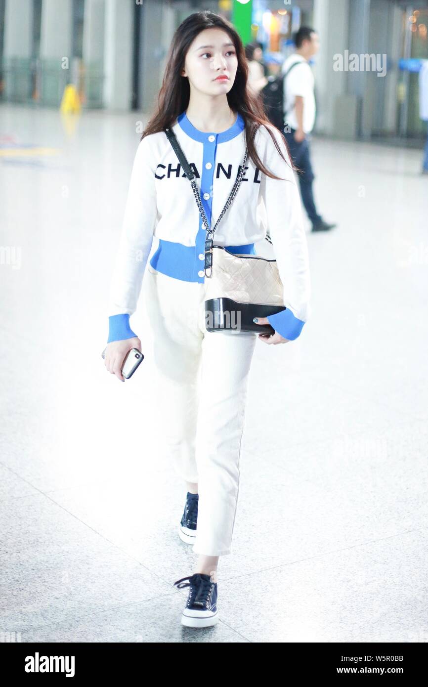 Chinese actress Jelly Lin or Lin Yun arrives at the Beijing Capital ...