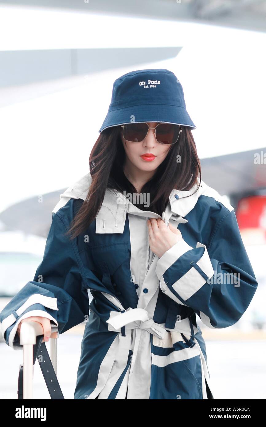 Chinese actress Crystal Zhang or Zhang Tian'ai arrives an airport ...