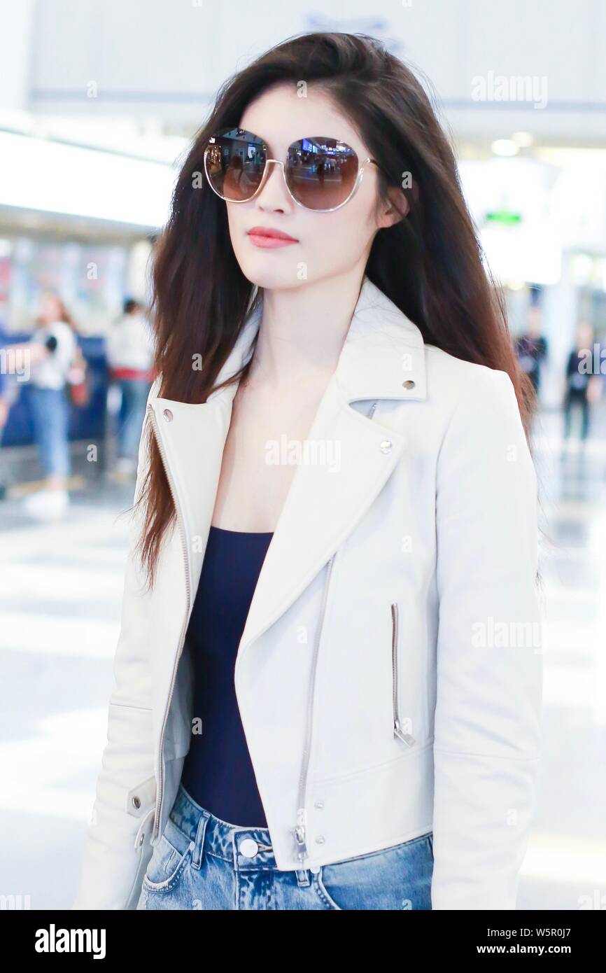 Chinese model He Sui arrives at the Beijing Capital International ...
