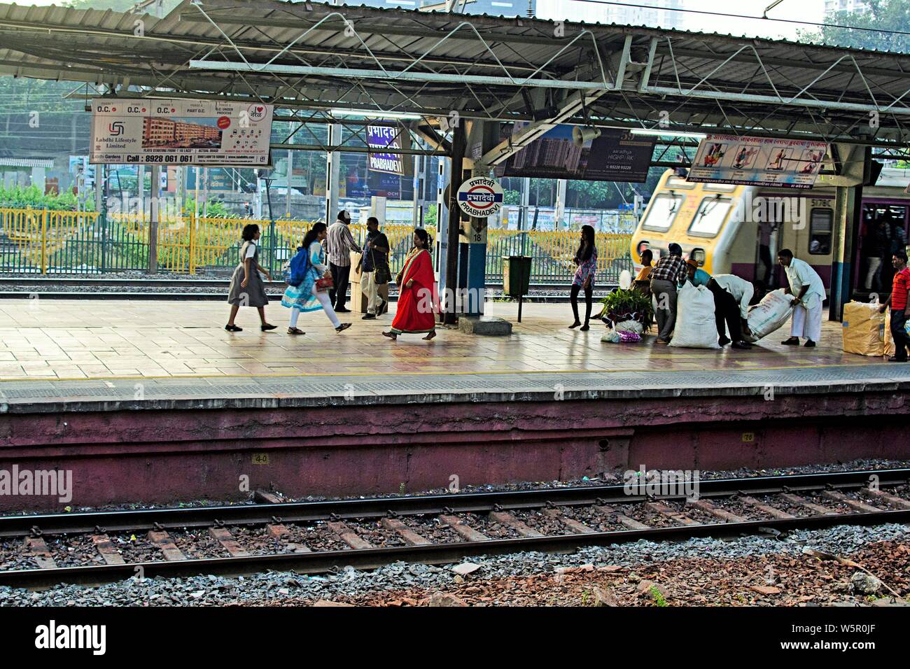 Prabhadevi Railway Station platform Mumbai Maharashtra India Asia Stock ...