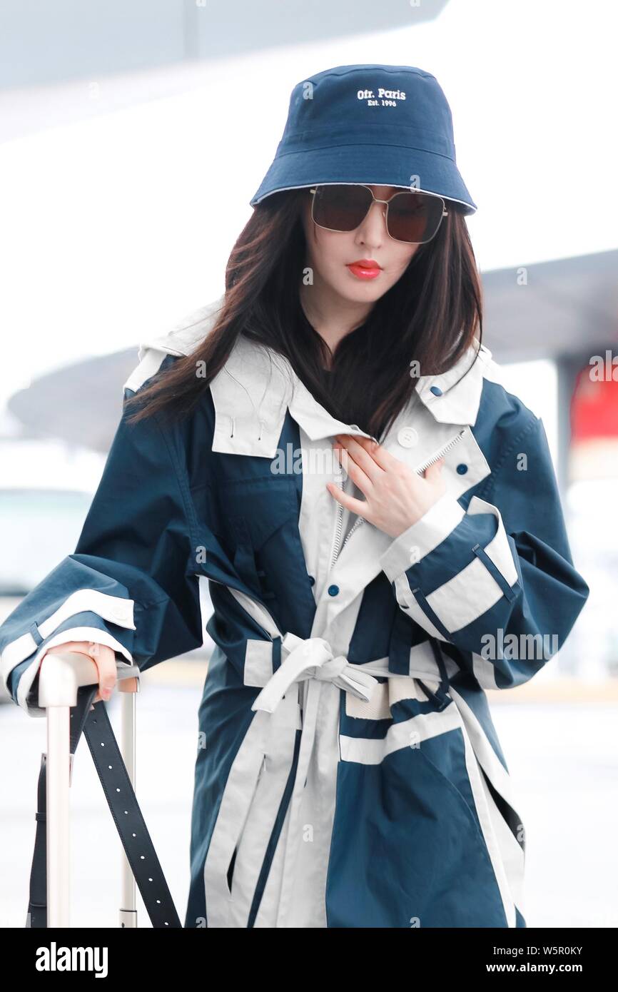 Chinese actress Crystal Zhang or Zhang Tian'ai arrives an airport ...