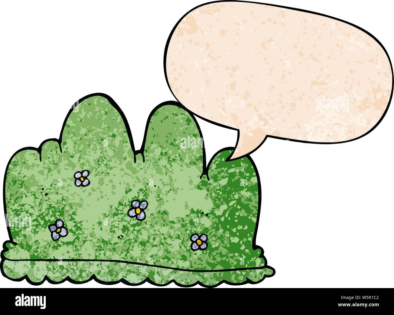 cartoon hedge with speech bubble in retro texture style Stock Vector ...