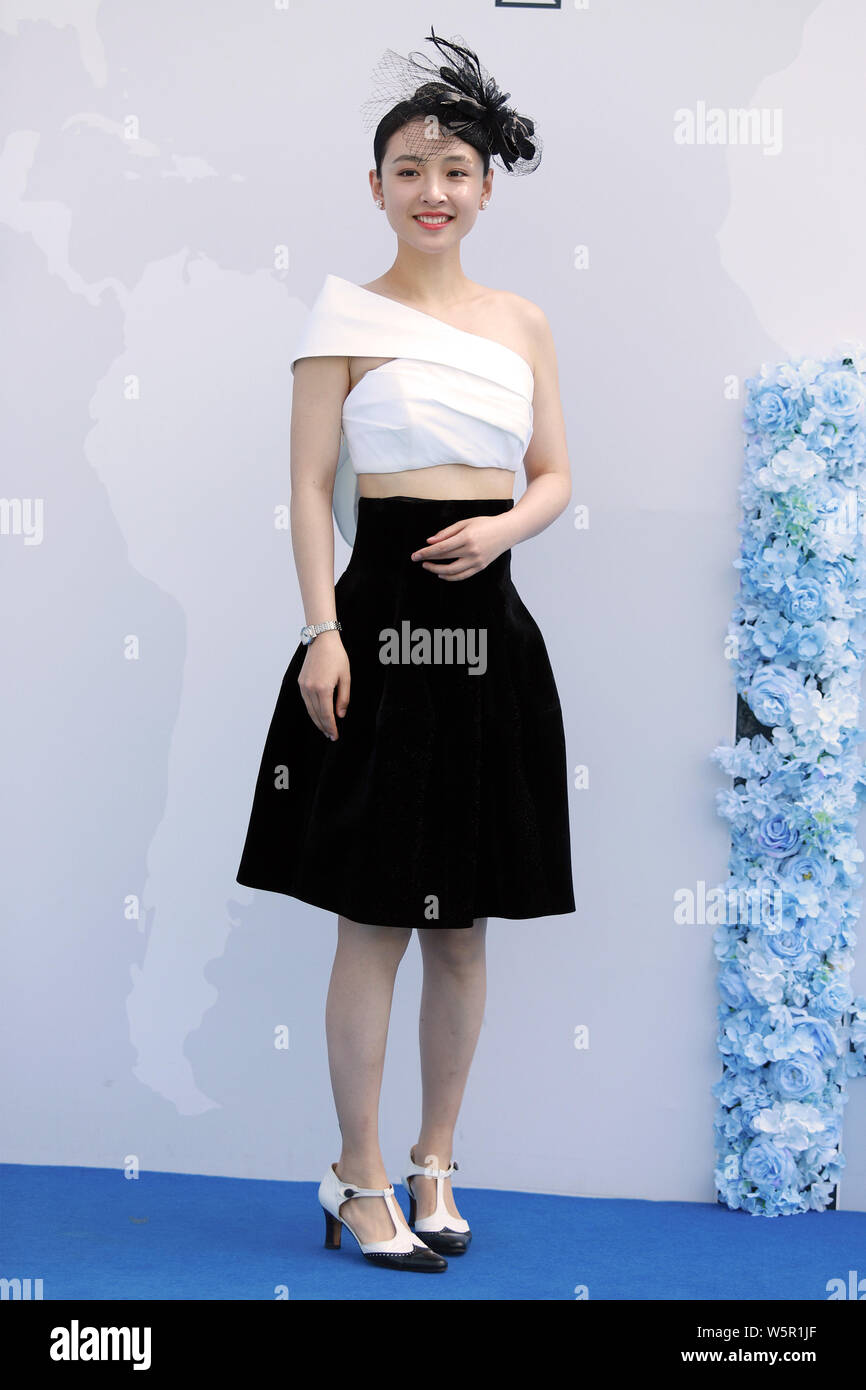 Chinese actress Wu Qian or Janice Wu is pictured during the Shanghai Grand Prix of the 2019 ...