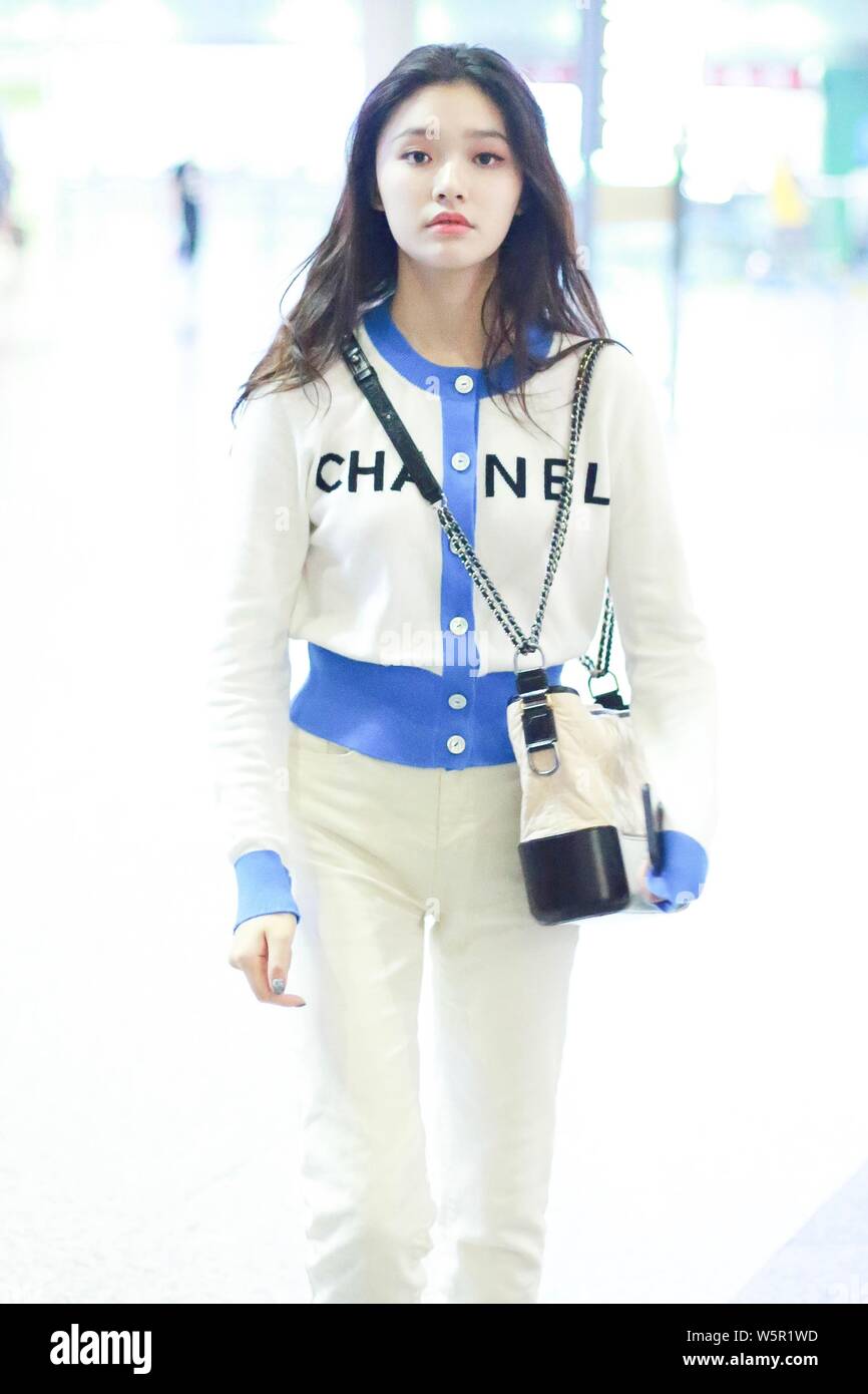 Chinese actress Jelly Lin or Lin Yun arrives at the Beijing Capital ...