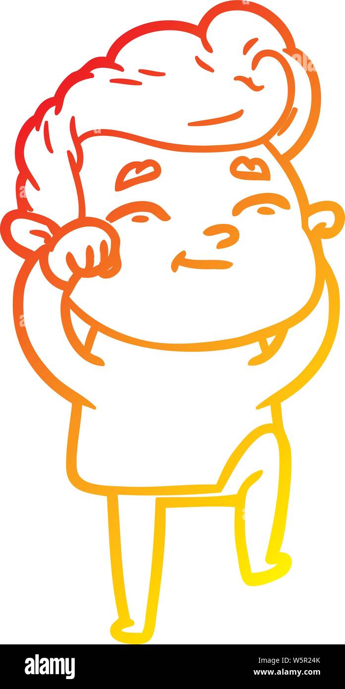 warm gradient line drawing of a happy cartoon man Stock Vector Image ...