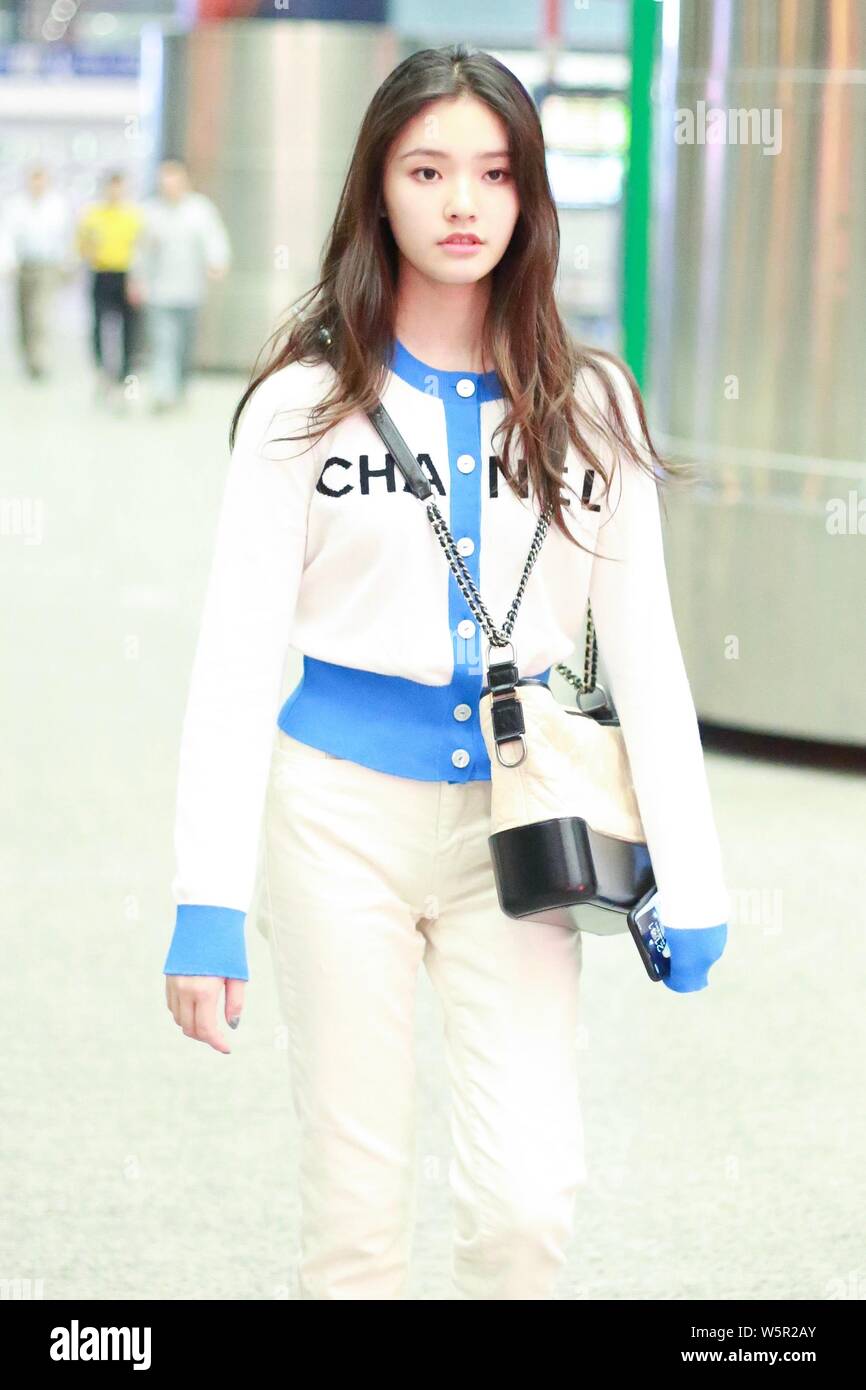 Chinese actress Jelly Lin or Lin Yun arrives at the Beijing Capital ...