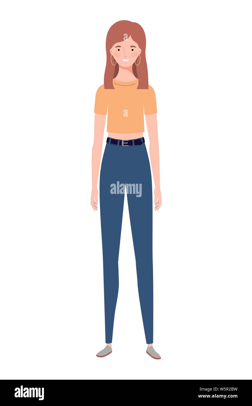 young woman standing on white background Stock Vector Image & Art - Alamy
