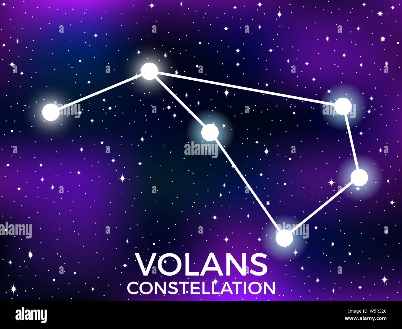 Volans constellation. Starry night sky. Cluster of stars and galaxies ...