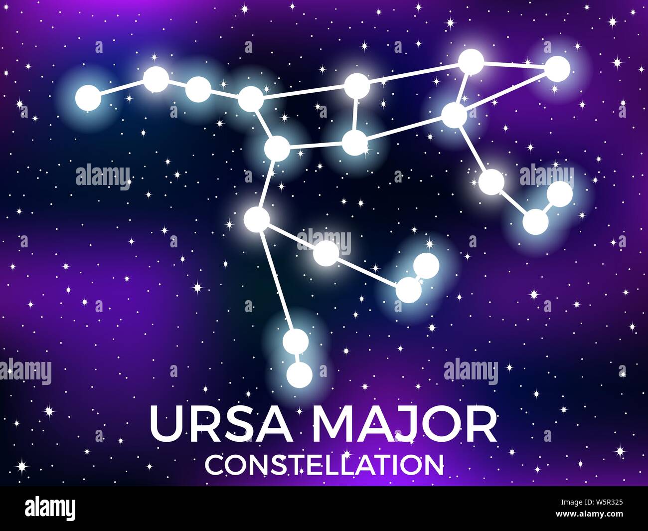 Ursa Major constellation. Starry night sky. Zodiac sign. Cluster of ...