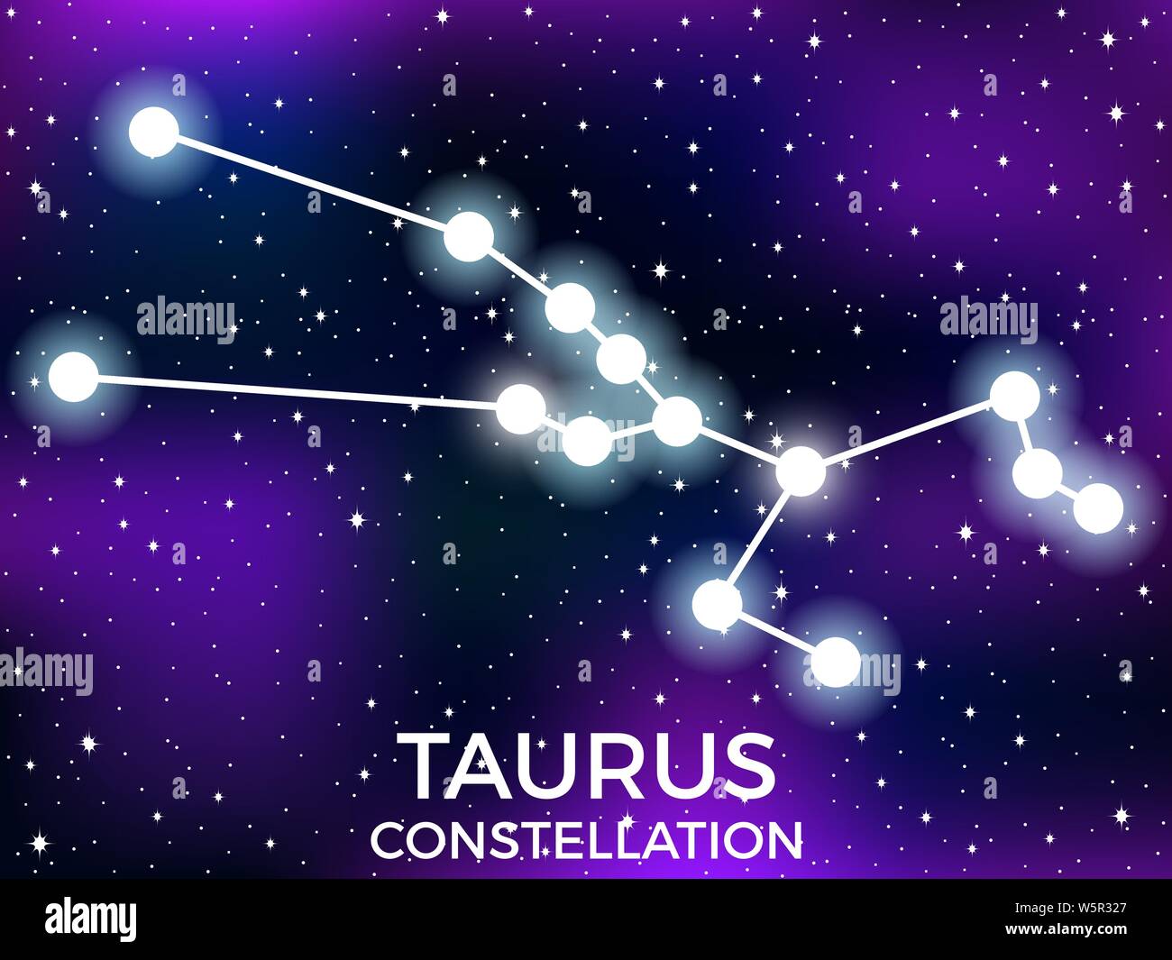 Taurus constellation. Starry night sky. Cluster of stars and galaxies ...