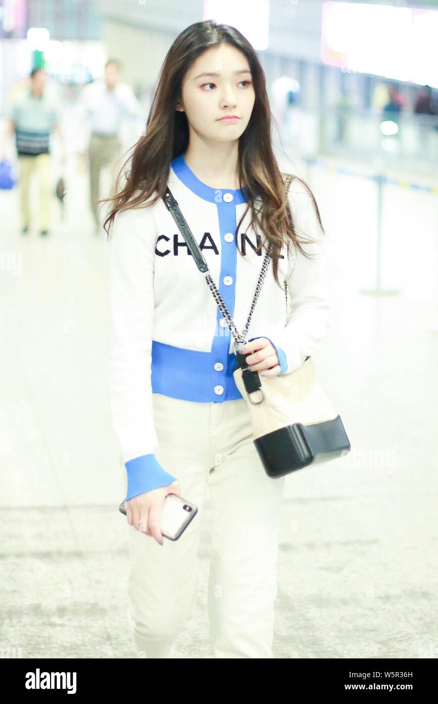 Chinese actress Jelly Lin or Lin Yun arrives at the Beijing Capital ...