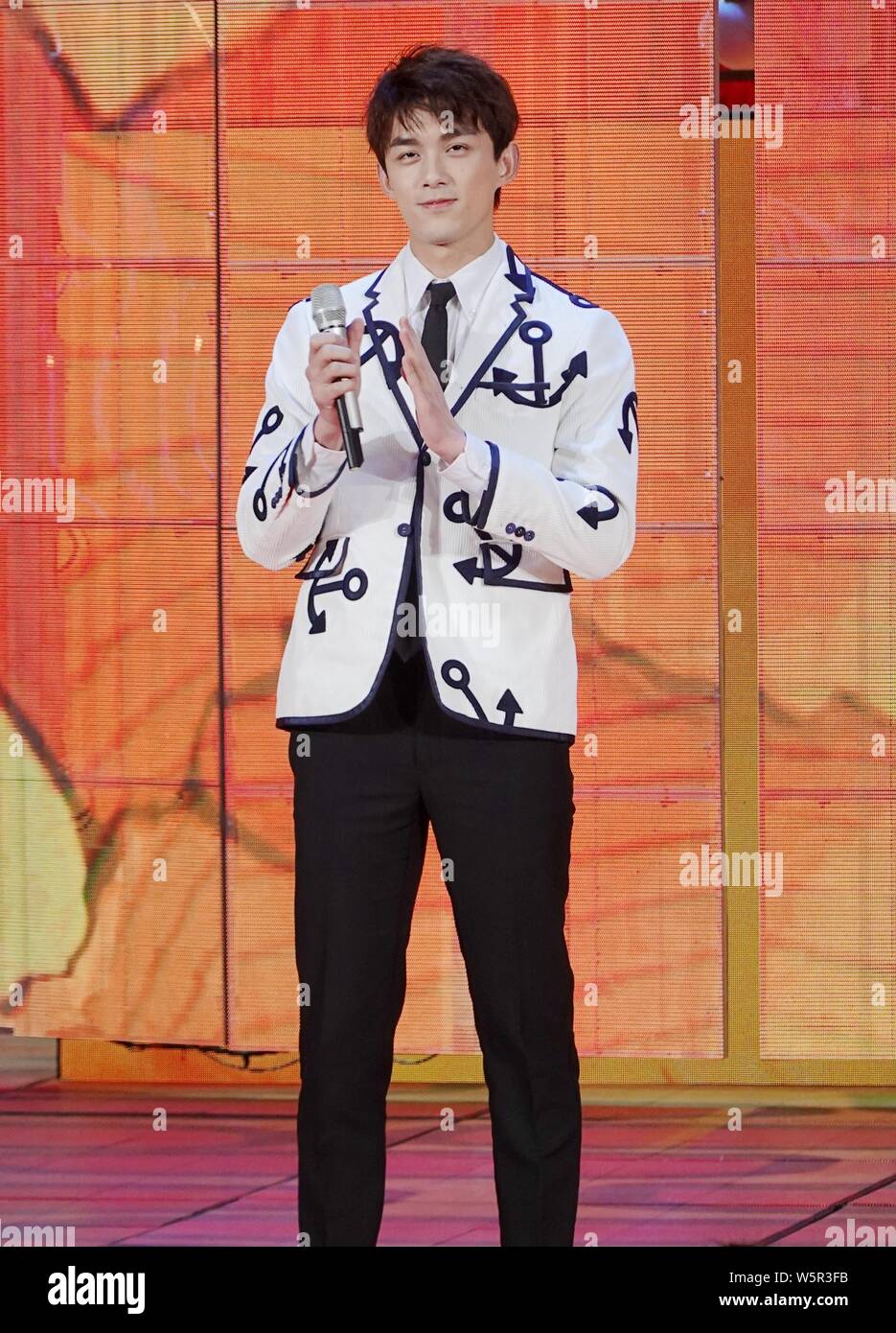Chinese actor Leo Wu Lei attends a filming session for 2019 CCTV Youth ...