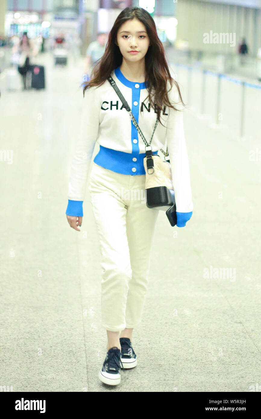 Chinese actress Jelly Lin or Lin Yun arrives at the Beijing Capital ...