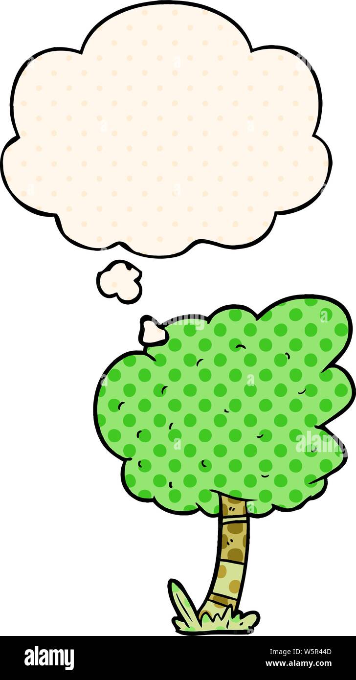 cartoon tree with thought bubble in comic book style Stock Vector Image ...