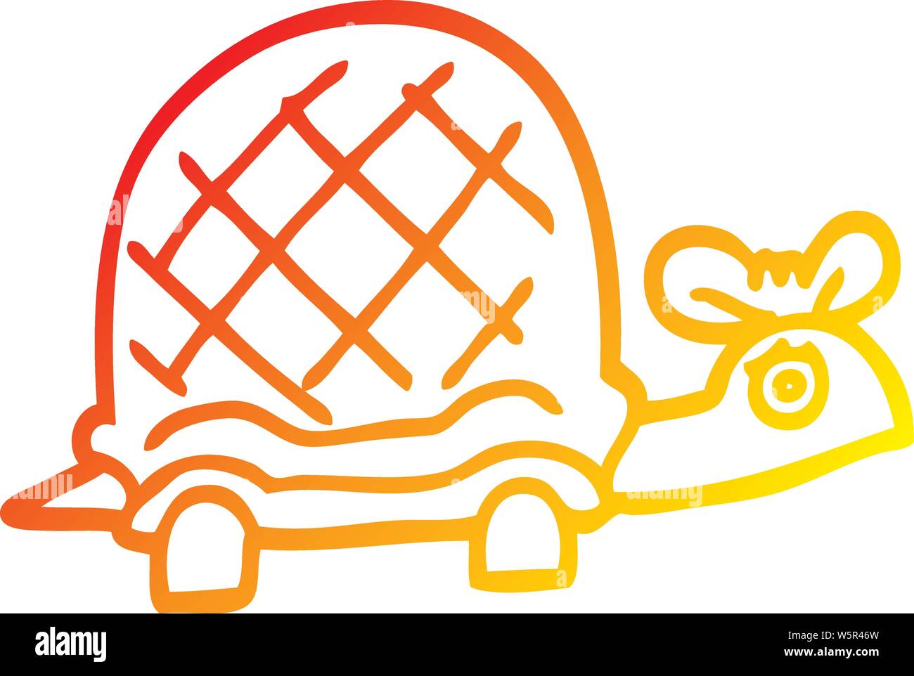 warm gradient line drawing of a cartoon funny tortoise Stock Vector ...