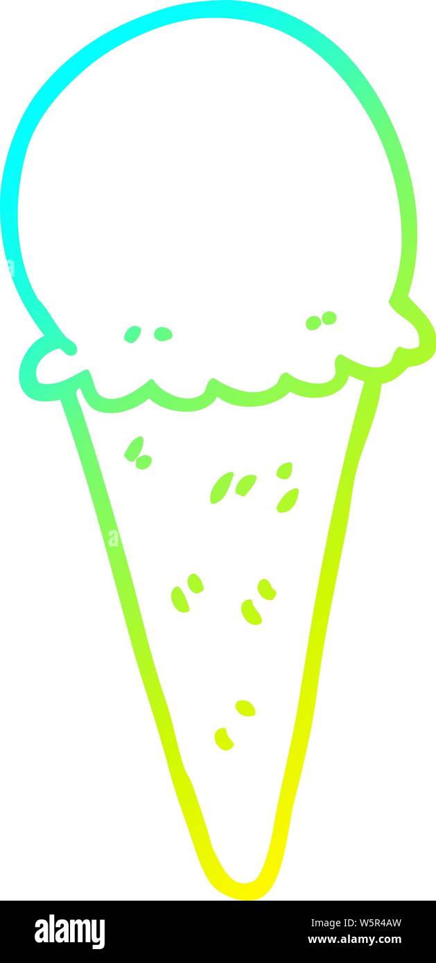 cold gradient line drawing of a cartoon ice cream Stock Vector Image ...