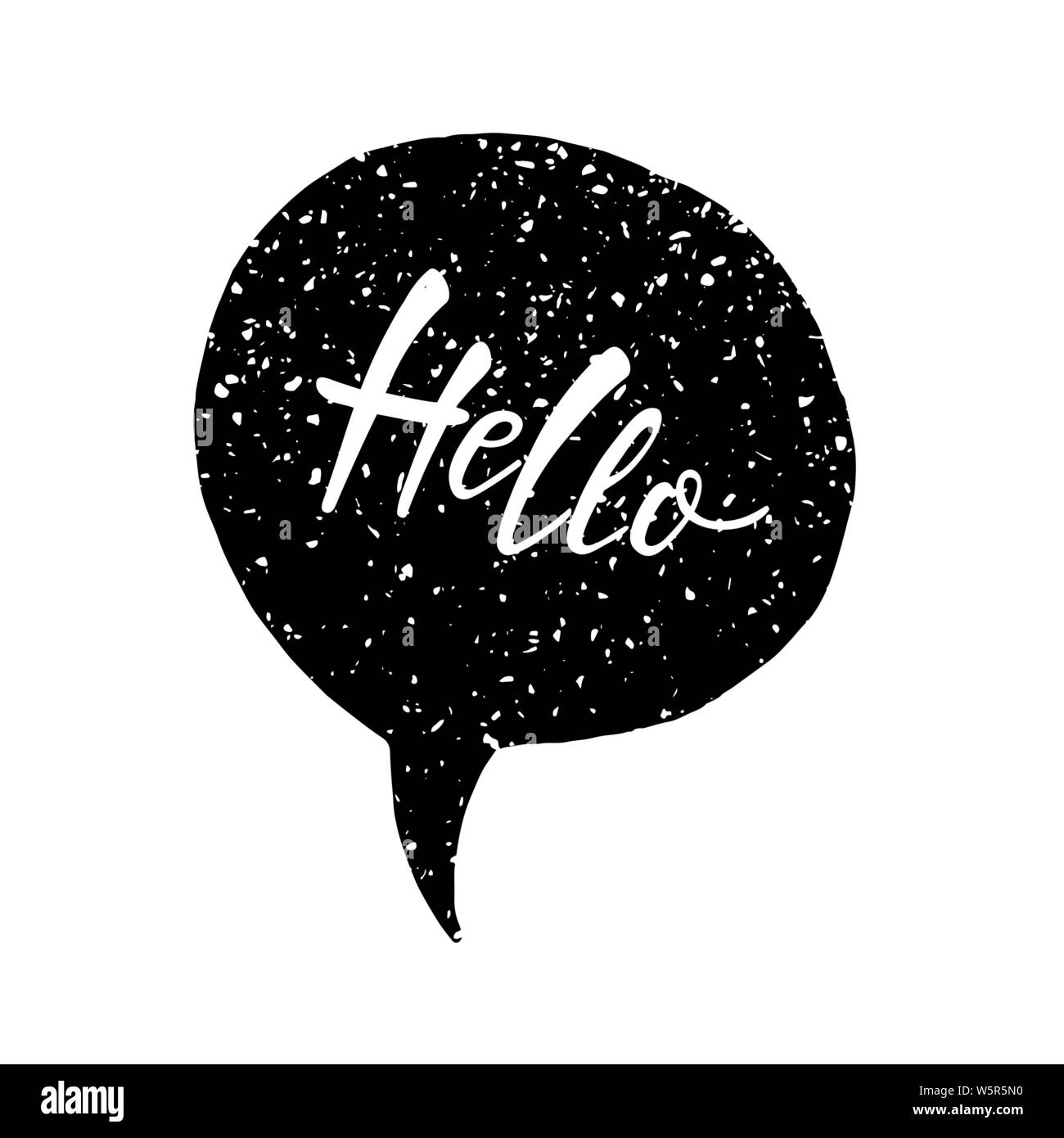 Illustration bubble word hello Black and White Stock Photos & Images ...