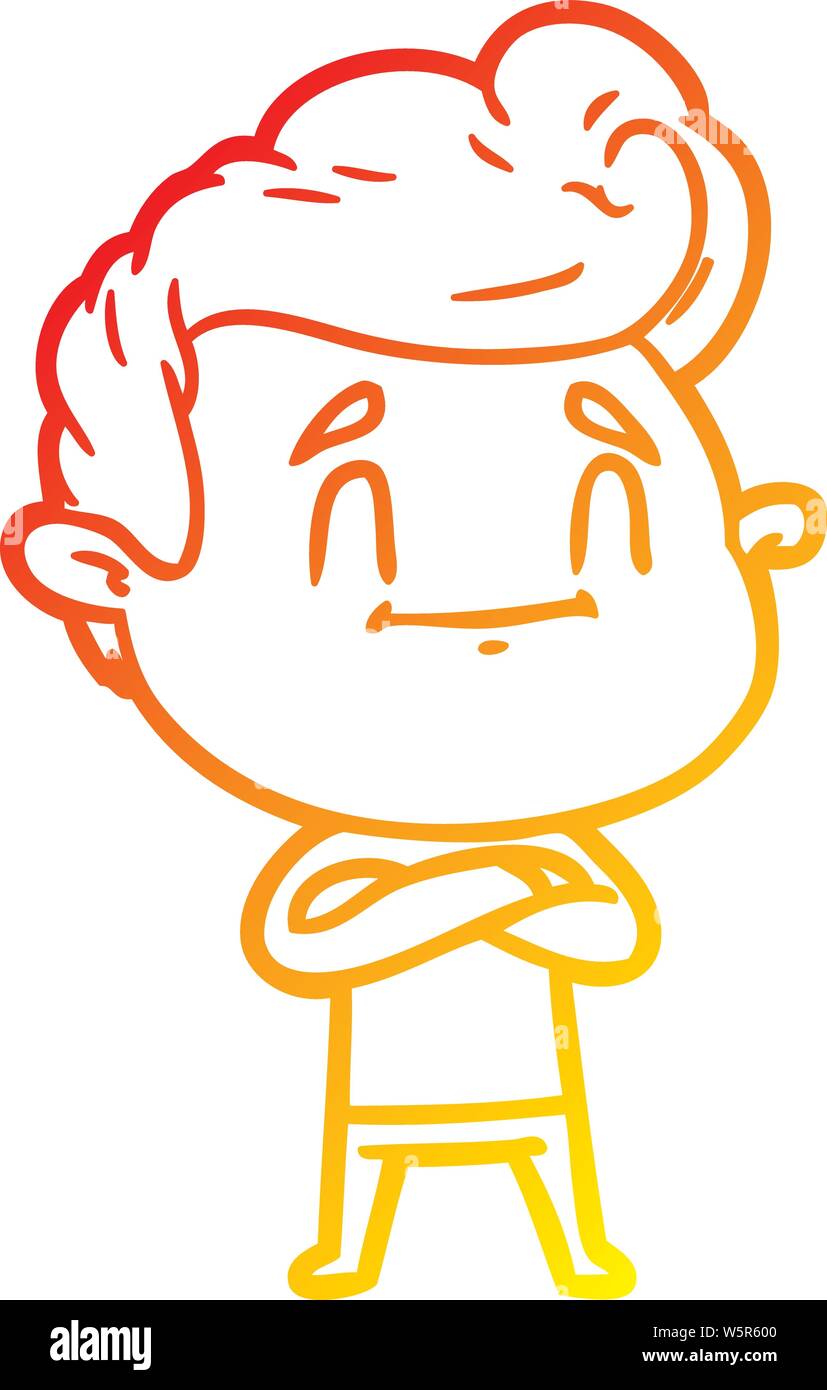 warm gradient line drawing of a happy cartoon man Stock Vector Image ...