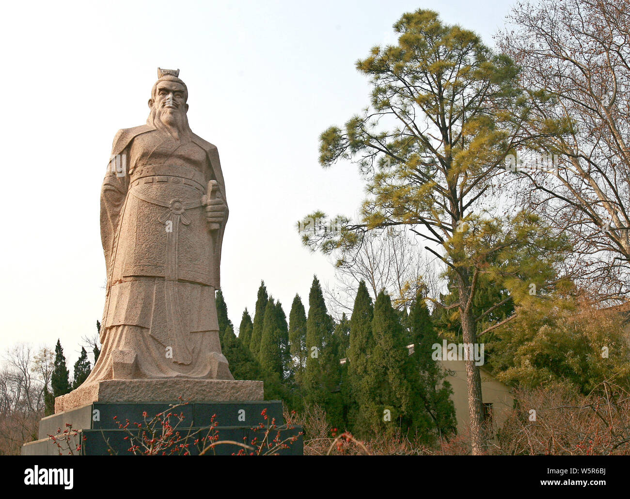 A stone statue of Sun Quan, ancient Chinese Emperor of Eastern Wu ...