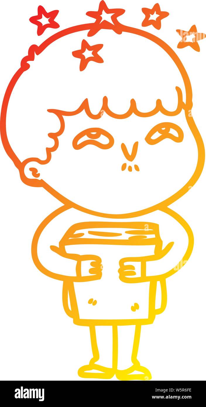 warm gradient line drawing of a cartoon amazed boy Stock Vector Image ...