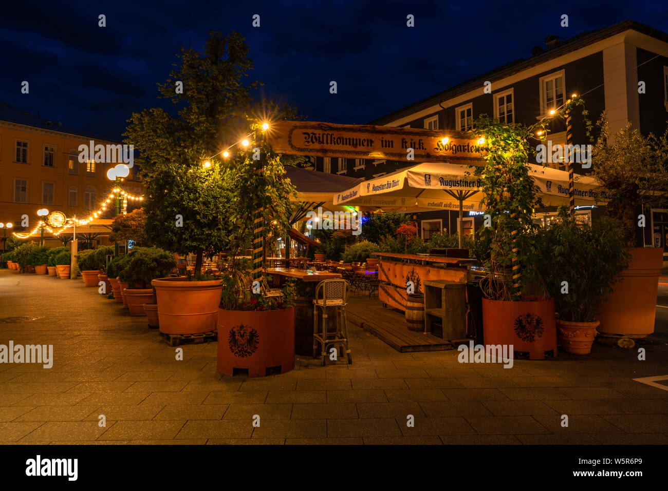 BAD ISCHL, AUSTRIA - JULY 07 2019: Night view of Bad Ischl, an Austrian ...