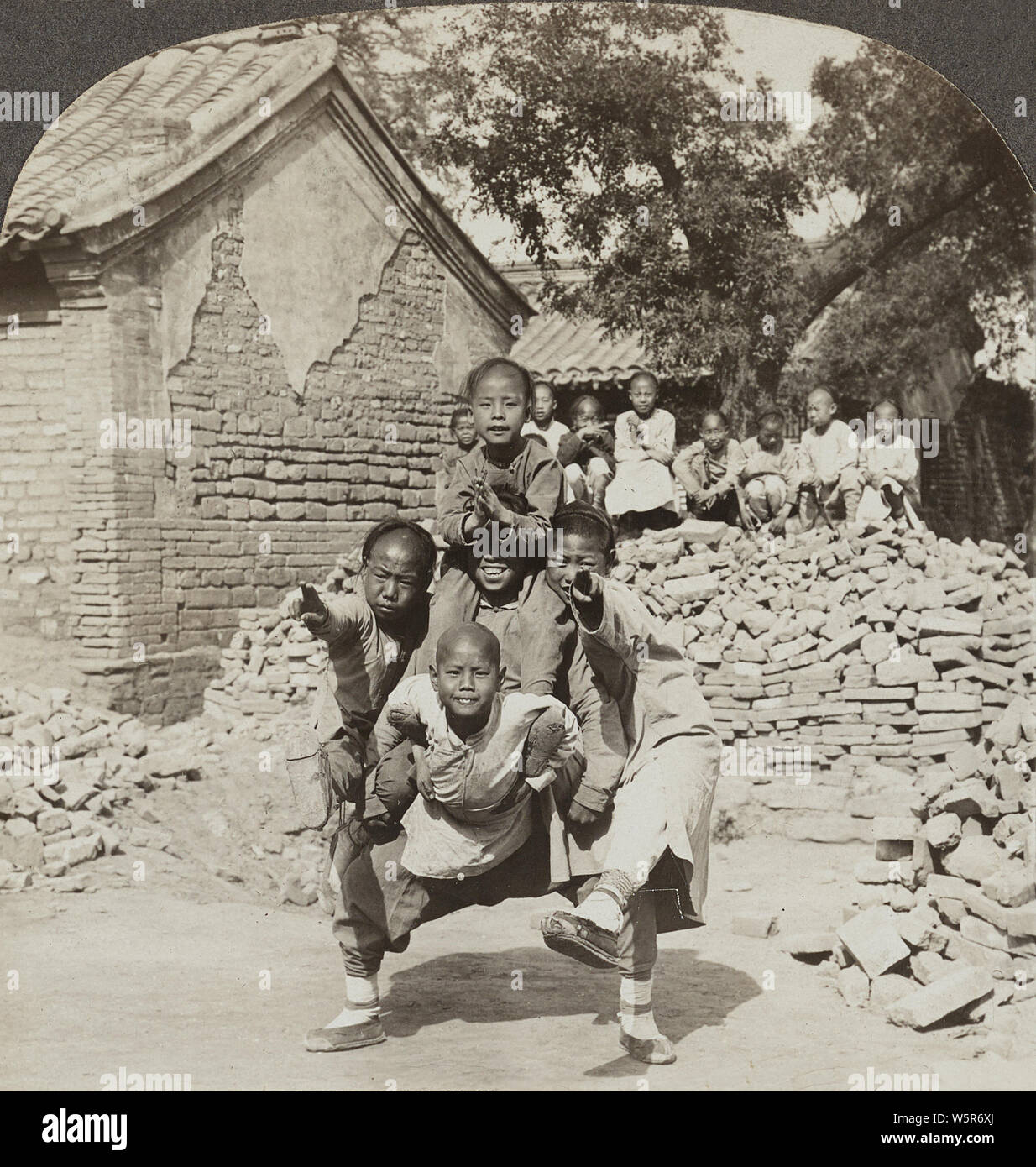 Chinese children at play - The dragon's head. 1929 Stock Photo - Alamy